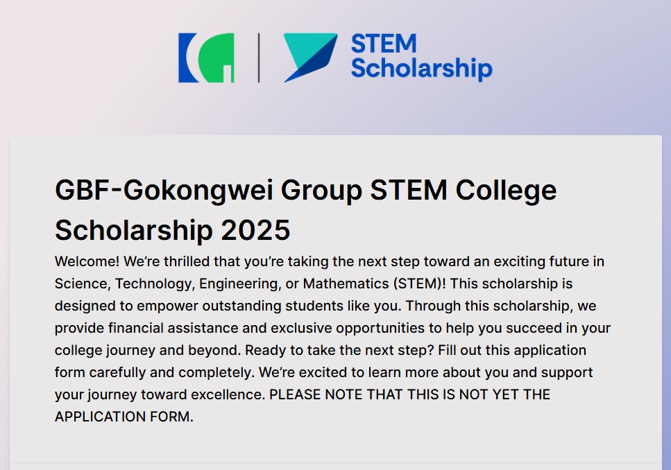 GBF STEM-College Scholarship 2026 | Application Now Open - PhilScholar