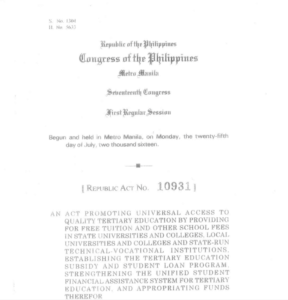 RA 10931: Free Tuition Law Covers 112 SUCs and 78 LUCs - PhilScholar