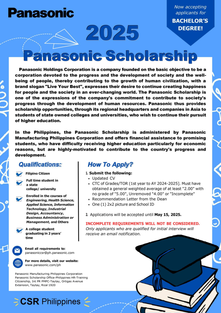Panasonic College Scholarship 2026: Apply Now - PhilScholar